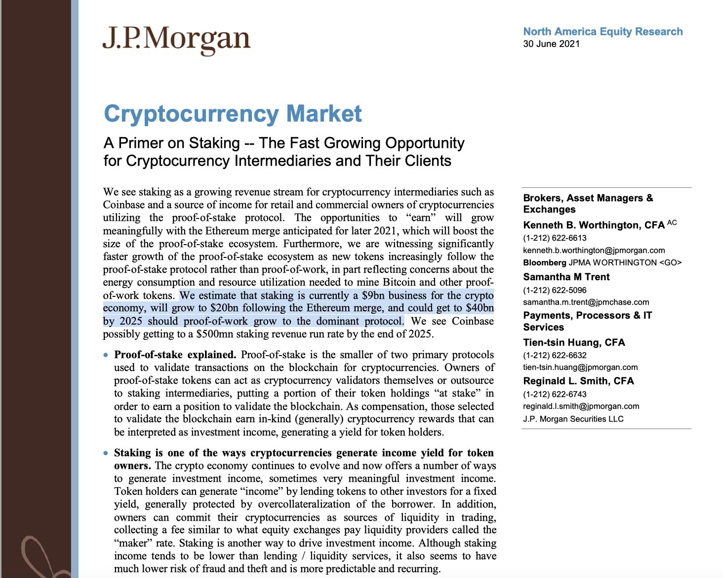 JPMorgan Raises Ethereum Staking "Bond" Ratings To AAA